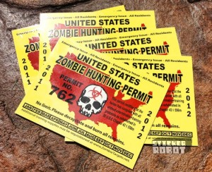 Zombie Hunting Permit Stickers | Sticker Robot Custom Stickers